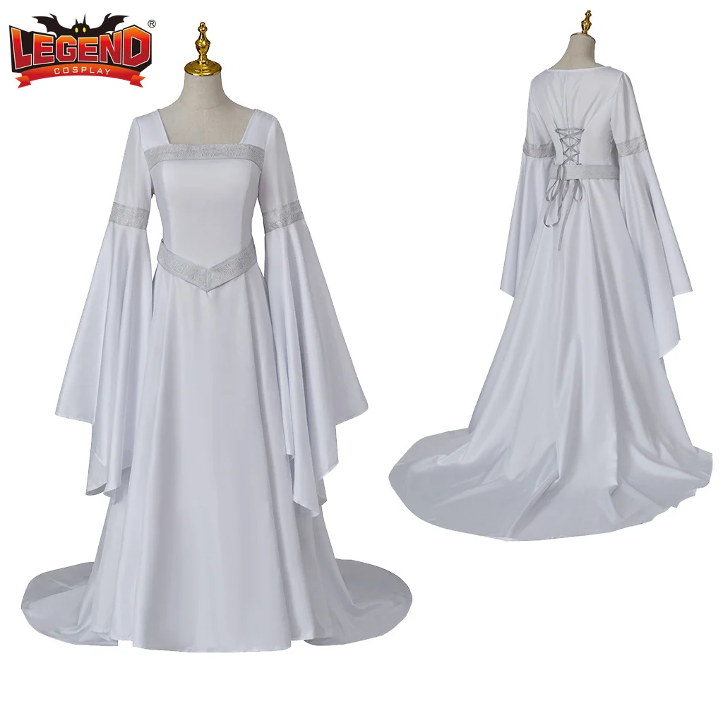 Galadriel Cosplay Costume White Dress Medieval Elf Princess Queen ...