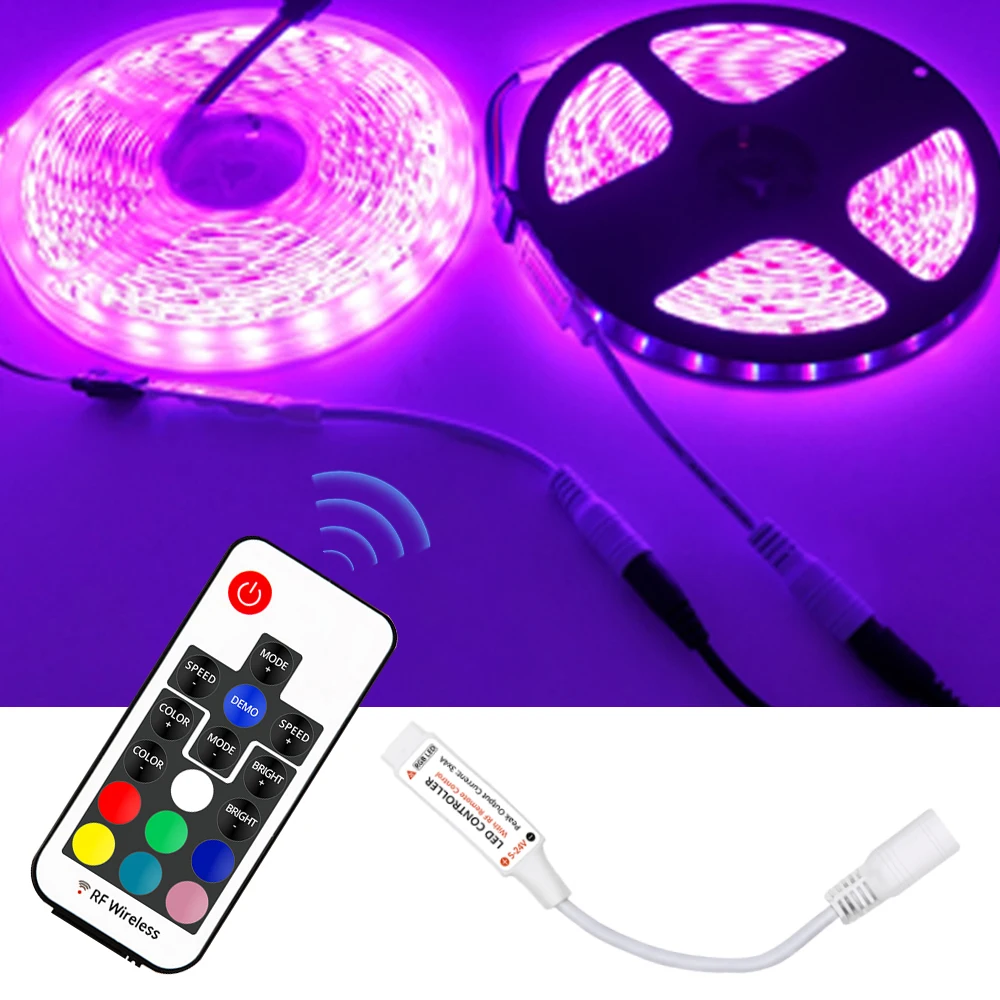 Led-RGB-Remote-Controller-DC5-24V-17key-Dimmers-RF-Wireless-4pin-Female ...