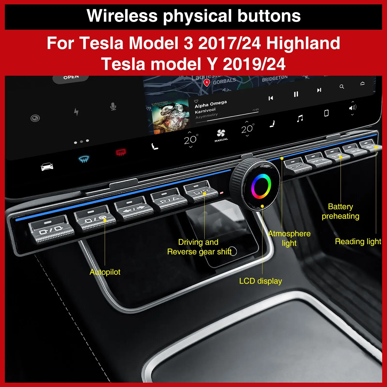 Physics-Buttons-for-Tesla-Model-3-Y-Highland-Ctrl-Bar-Shortcut-Smart ...