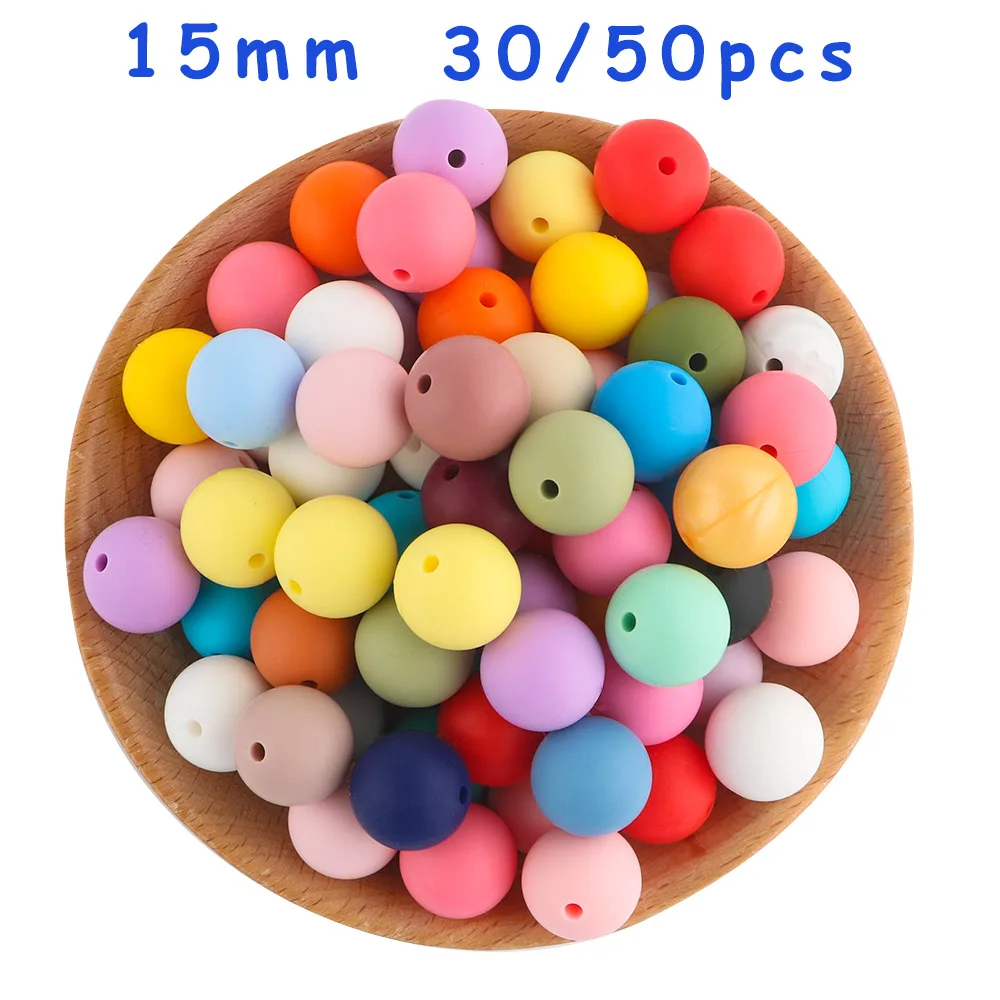 Silicone Beads Pacifiers 15mm | Silicone Beads Pacifier Chain - 30pcs ...