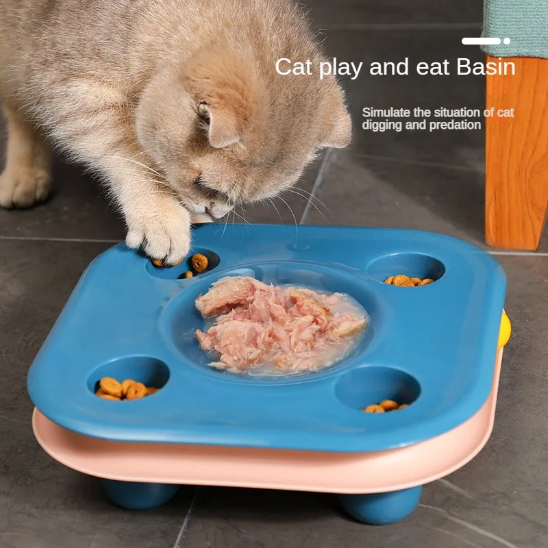 Multifunctional-Cat-Food-Bowl-Kitten-Track-Toy-2-in-1-Pet-Cat-Play-Pull ...