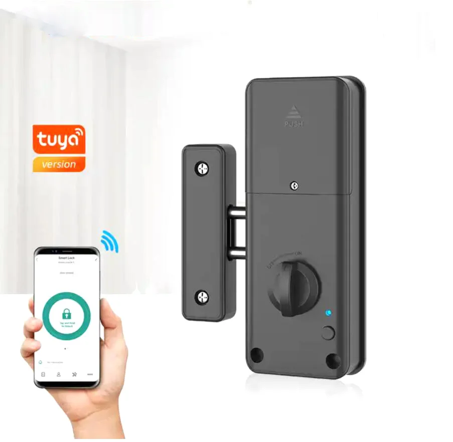 No Drilling Smart Tuya Invisible Indoor Lock for Metal Iron Door Black ...