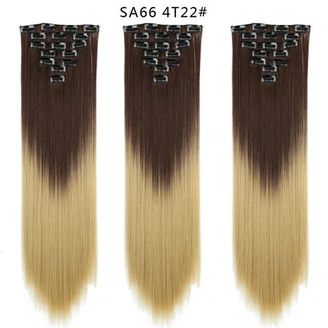 Synthetic straight hair 22 Inch extension 7pcs/Set (Brand - Linwan ...