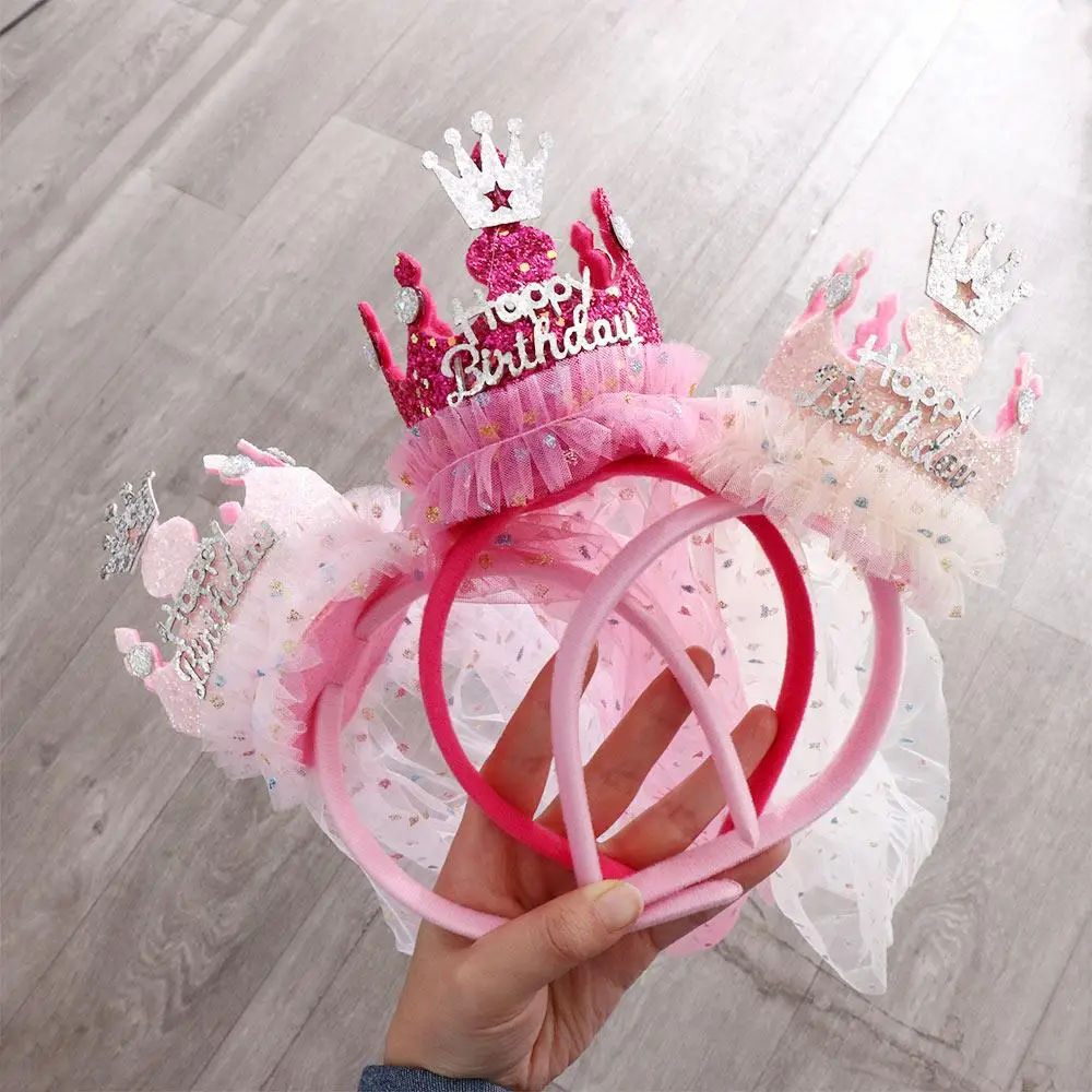 Cute-Cone-Crown-Gauze-Headband-Girls-Princess-Birthday-Party-Headwear ...