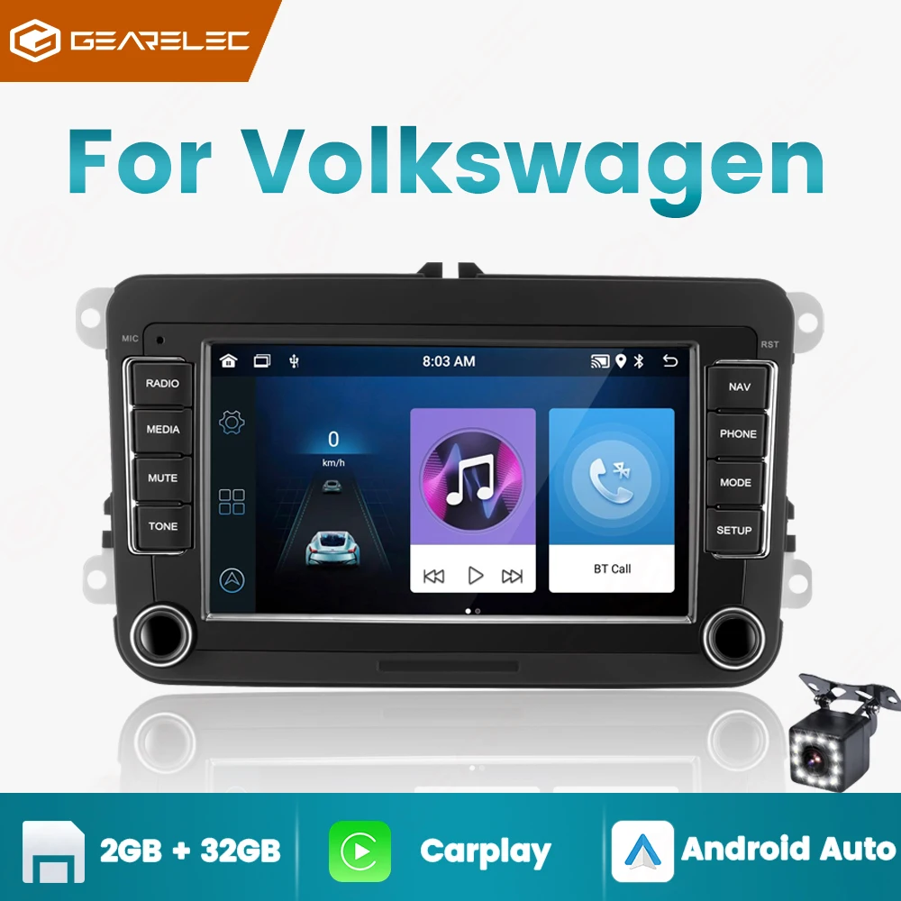 2 Din Android 10.1 Car Radio Stereo For VW/Tiguan /Touran /Caddy /Jetta /Polo /Passat With ...