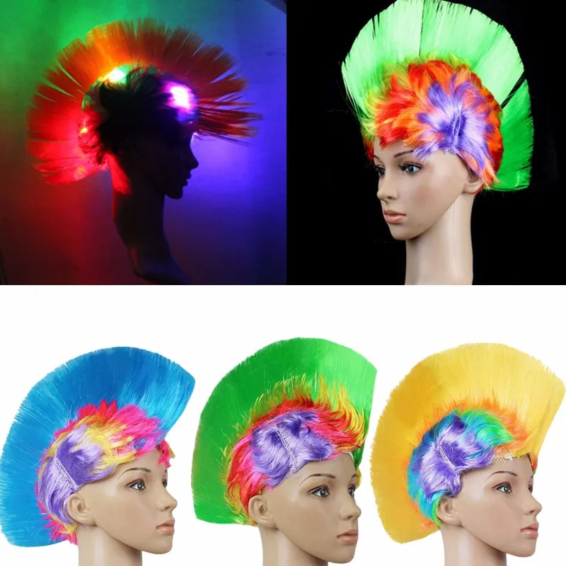 New-9-Styles-Cockscomb-Hair-Wig-Mohawk-Hairstyle-Funny-Rainbow-Punk ...