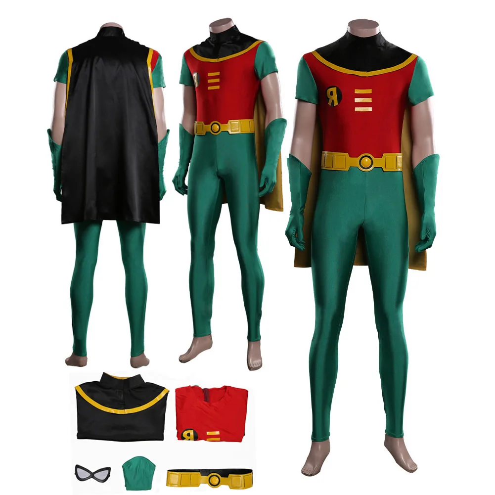 Robin Cosplay Role Playing Costume Adult Men Eye Mask Jumpsuit Cloak ...