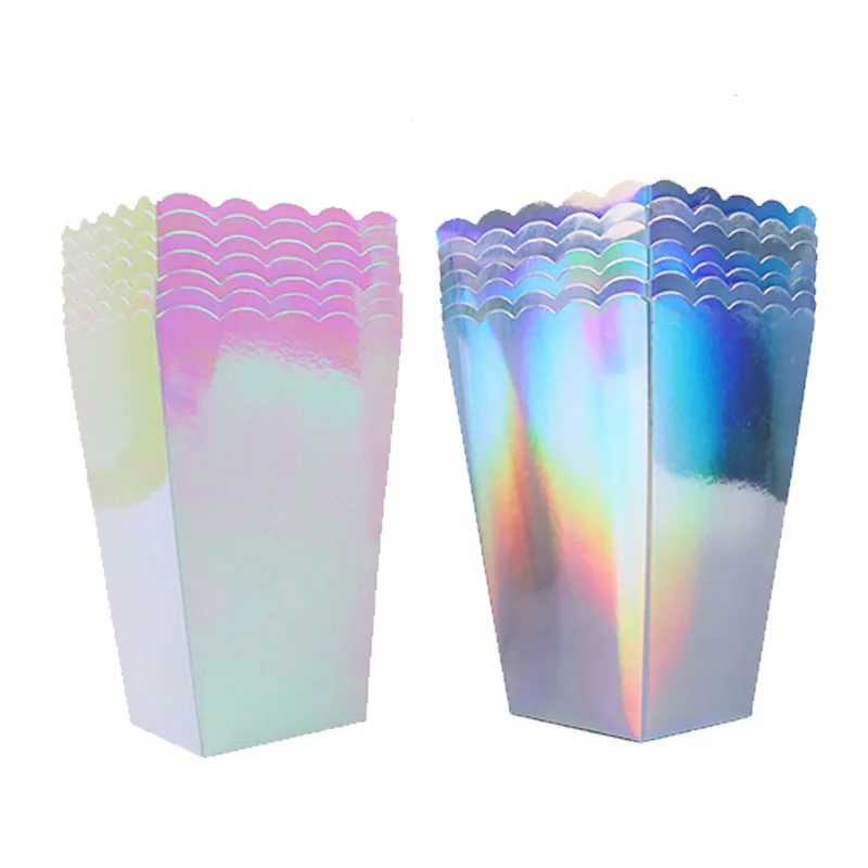 Popcorn Box Gradient Pink Silver Popcorn Box Laser Rainbow Paper ...