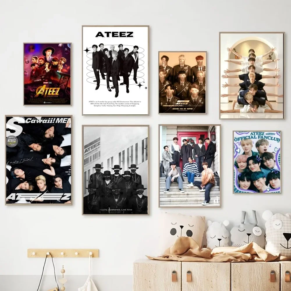 ATEEZ-KPOP-Canvas-Poster-No-Framed-Poster-Kraft-Club-Bar-Paper-Vintage ...