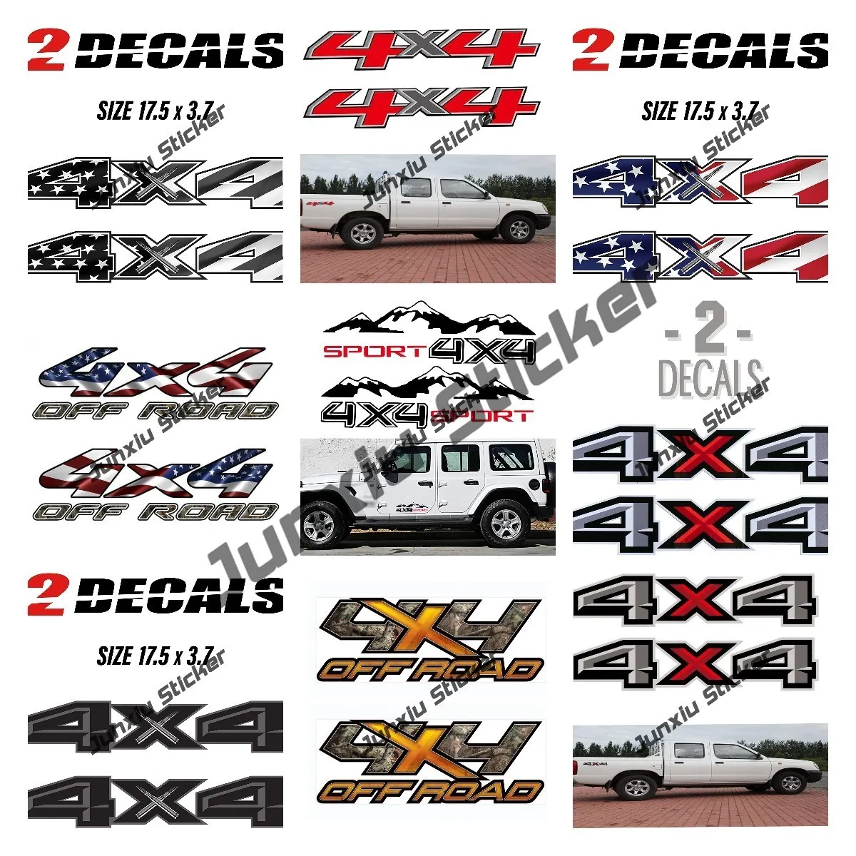 2X-Mountains-4x4-Sport-Stickers-for-Body-Door-Side-Car-Mountains-Decal ...