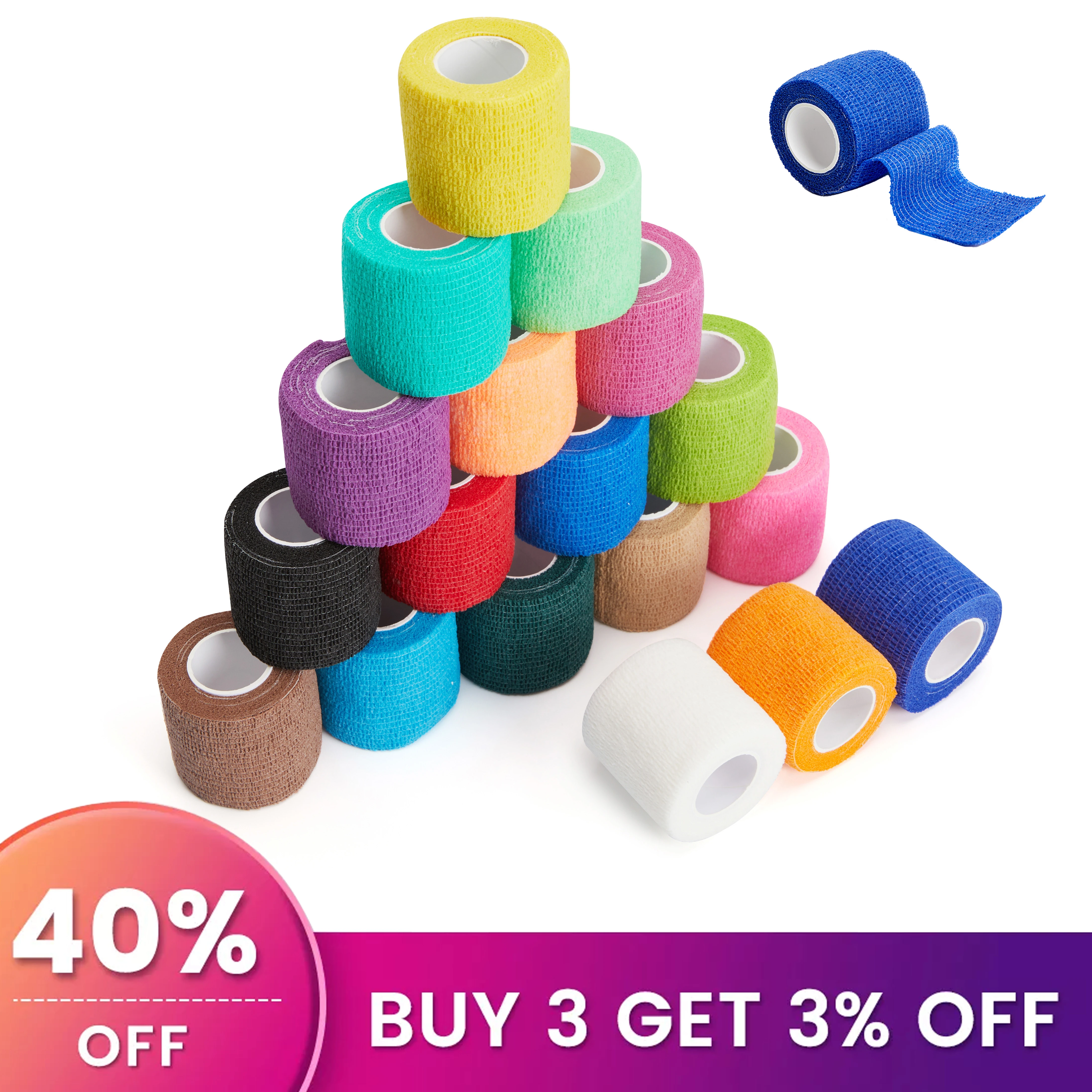 1 Roll 4.5m Colorful Sport Self Adhesive Elastic Bandage Wrap Tape ...