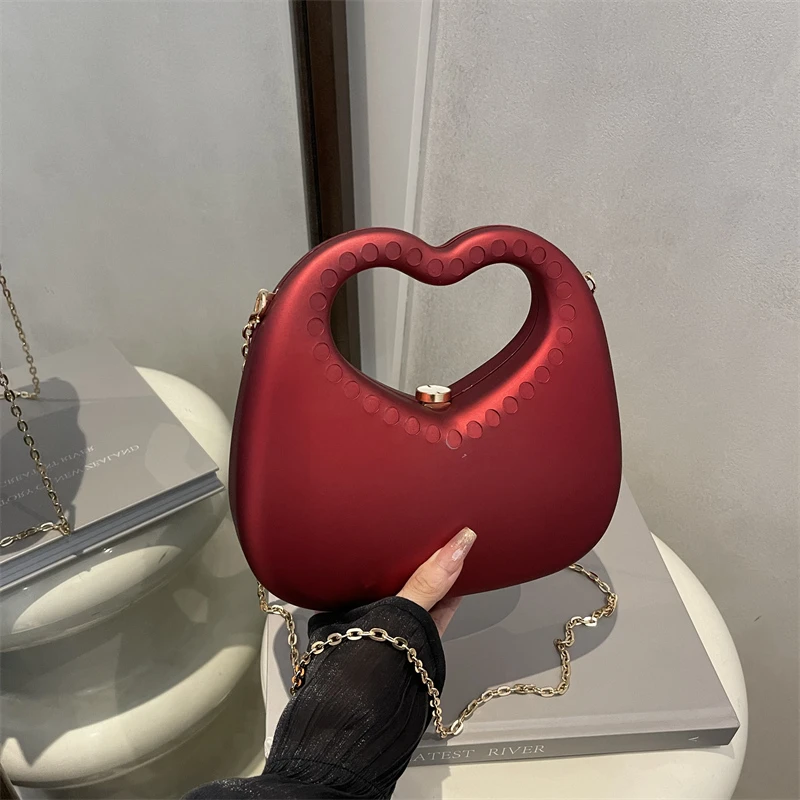 Red Wedding Purse Phone Bag Cute Heart Handle Evening Clutch Bag High ...