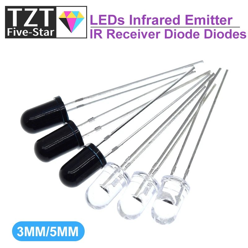 10pairs 3mm 5mm 940nm Leds Infrared Emitter And Ir Receiver Diode Diodes 301a For Arduino ...