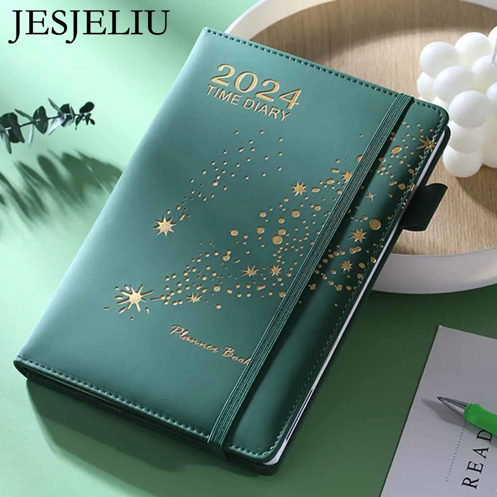 2024 Daily Planner English Schedule A5 PU Leather Hot Stamping Cover ...