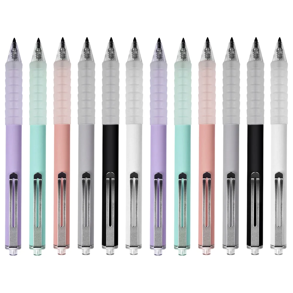 12-Pcs-Black-Technology-Pencil-Without-Ink-Mechanical-Writing-Graphite ...
