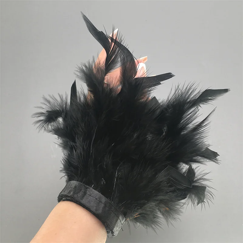 Ostrich-Feather-Cuff-Wrist-Sleeve-Women-Real-Fur-Ostrich-Feather-Cuffs ...