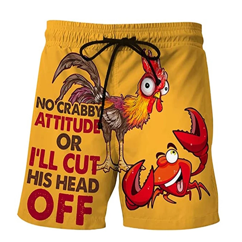 Funny-Chicken-Swimming-Shorts-Crab-3d-Printed-Surfing-Board-Shorts ...