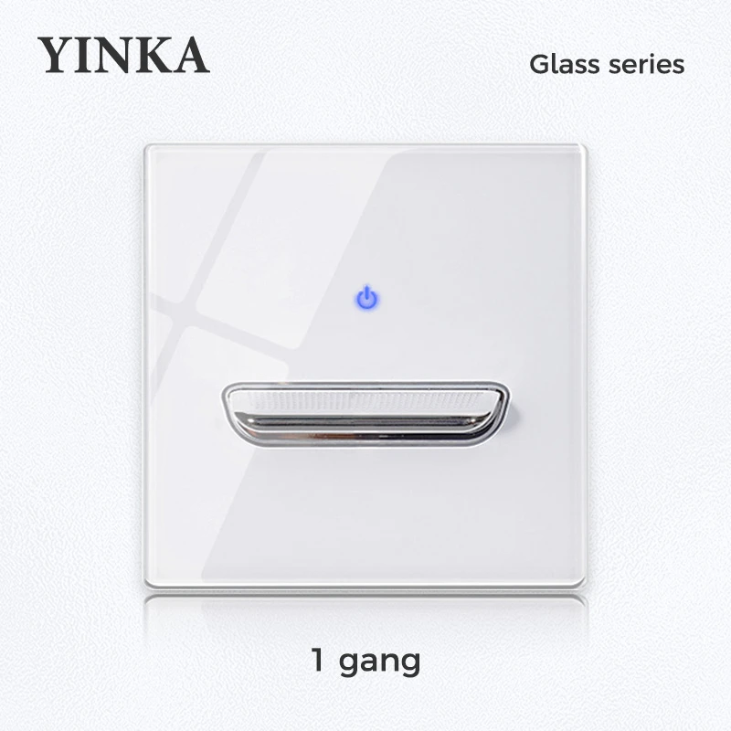 YINKA Crystal Tempered Glass Switch Panel LED Indicator 1 2 3 4 Gang/1 ...