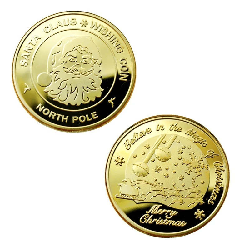 10Pcs-Santa-Claus-Wishing-Coin-Collectible-Gold-Plated-Souvenir-Coin ...