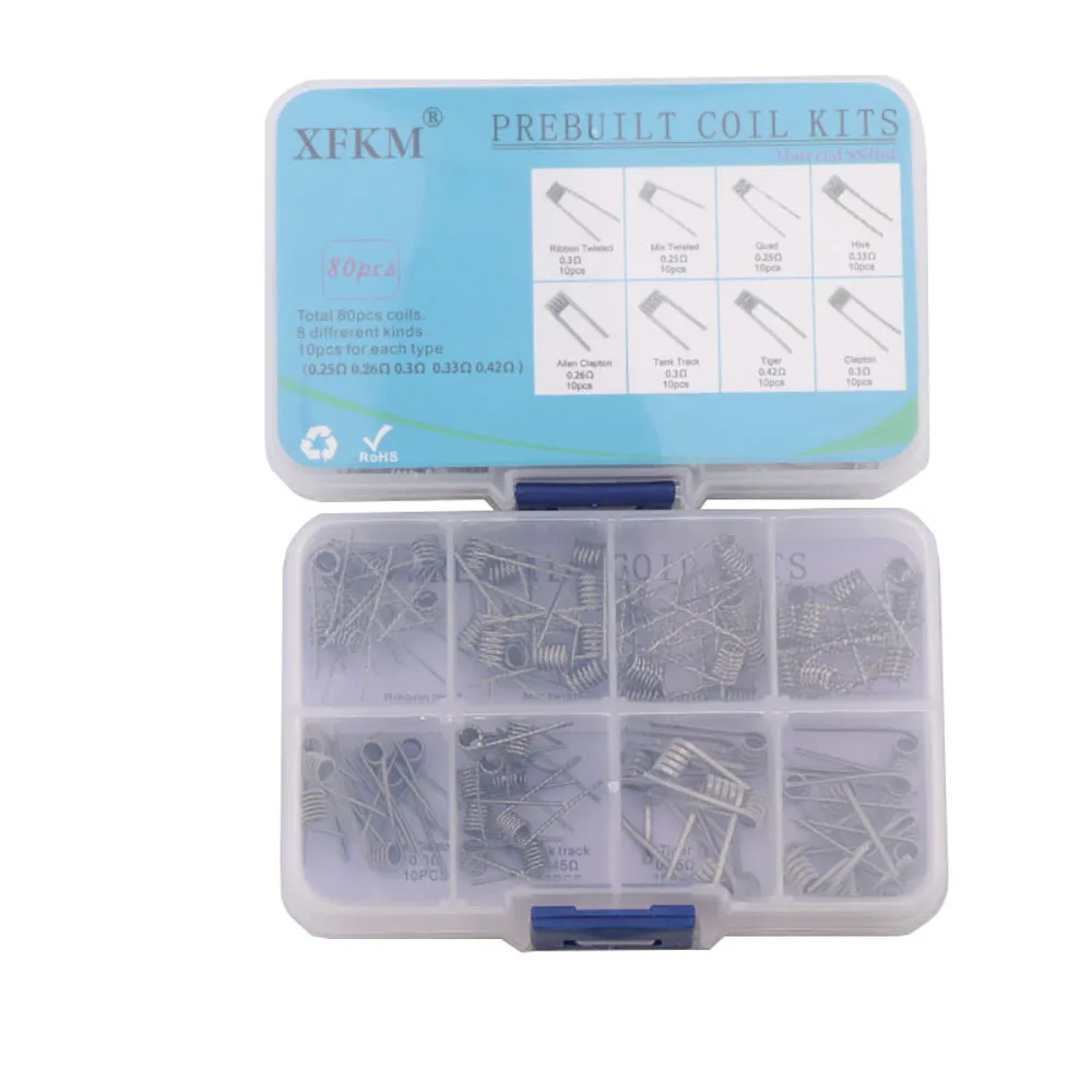 XFKM-80pcs-8-in-1-A1-316L-Alien-Clapton-Coil-Flat-Twisted-Fused-Clapton ...