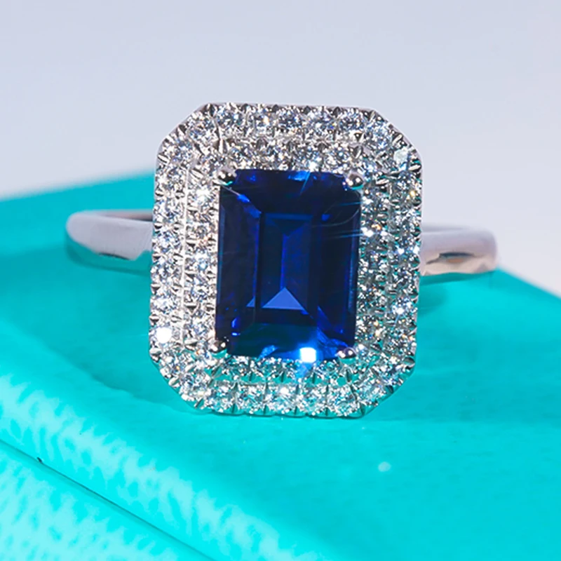 QINHUAN-Anel-Safira-Azul-para-Mulheres-Luxo-2-Carat-S925-Sterling ...