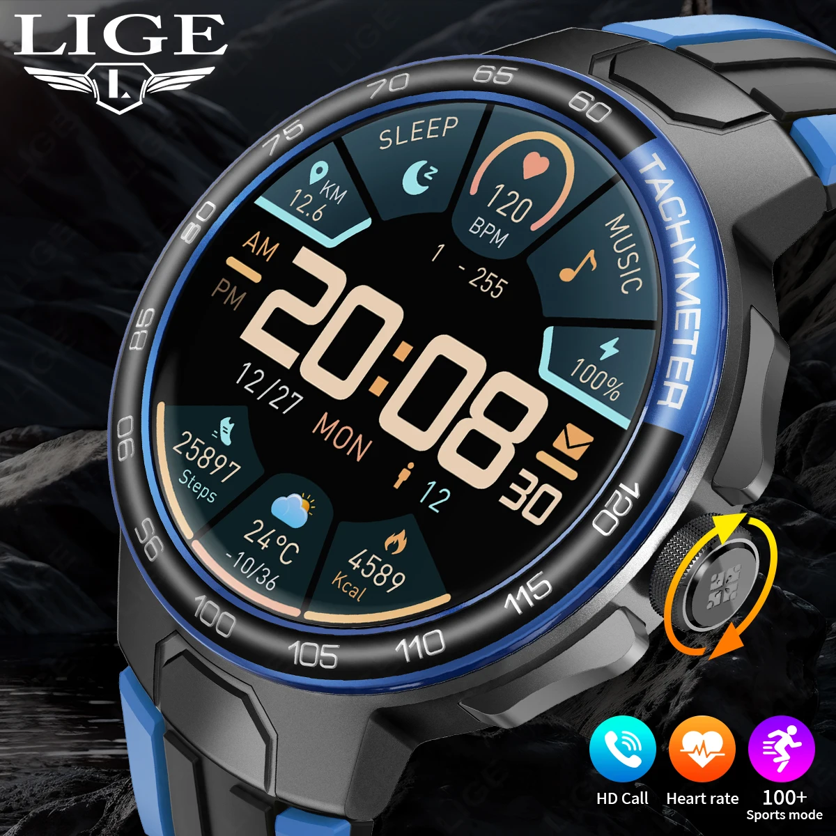 LIGE-GPS-Tracker-Smartwatch-SOS-Bluetooth-Call-Waterproof-Sport-Men ...