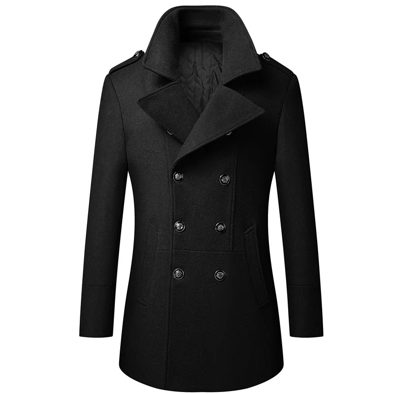 2024 High-quality British Style Men's Woolen Coat Thick Fall Winter ...