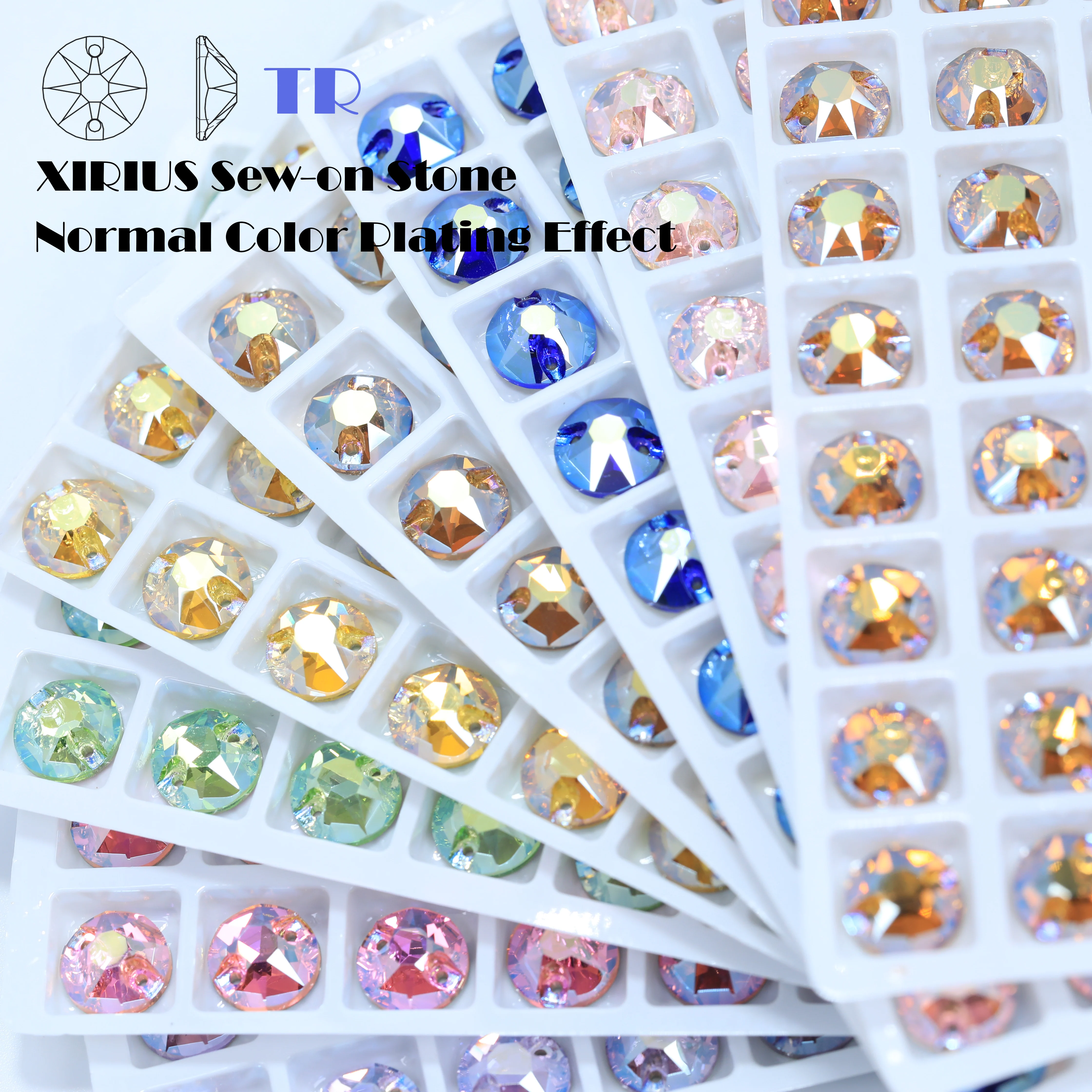 TR Round Dome Glass Crystal Color Coated Shiny Flatback Sew-on Stones ...
