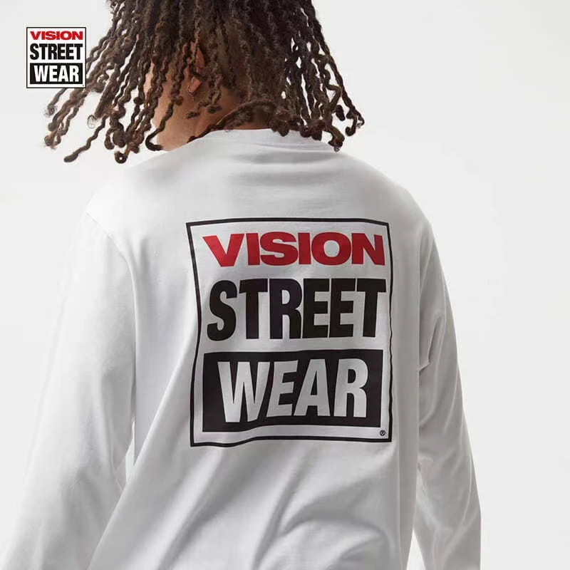 VISION STREET WEAR T Shirts Classic BOXLOGO Street Trend Round Collar ...