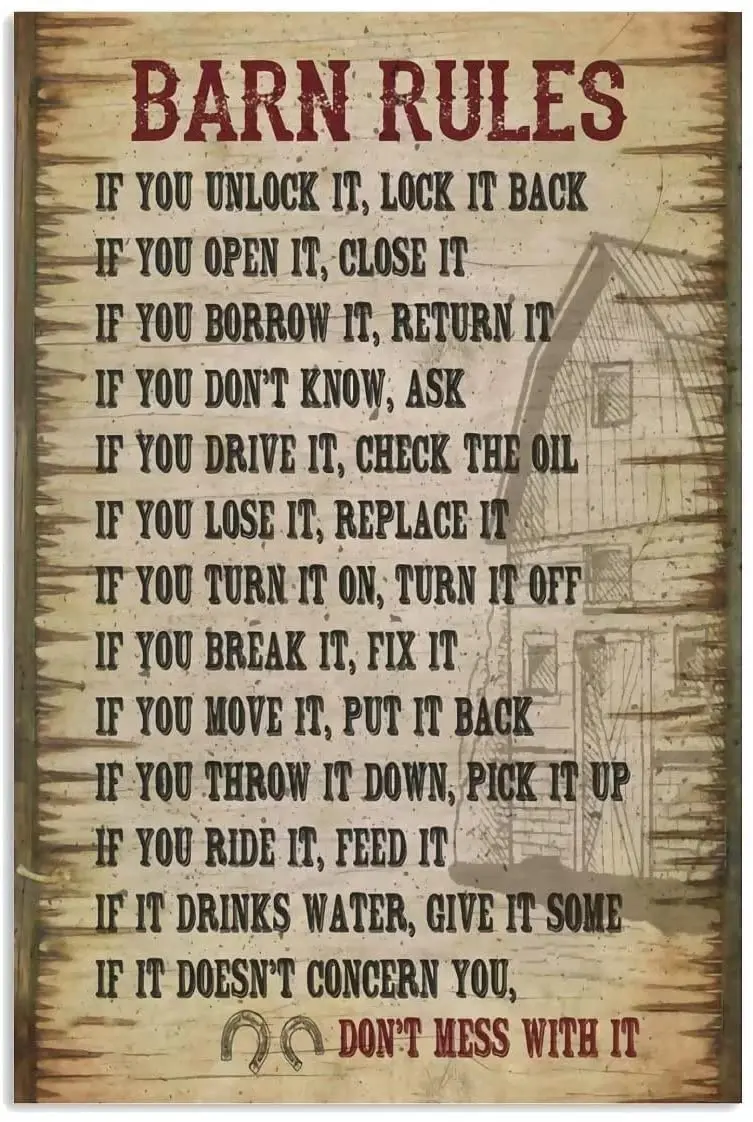 Barn-Rules-Retro-Metal-Sign-Don-T-Mess-With-It-Vintage-Metal-Poster ...