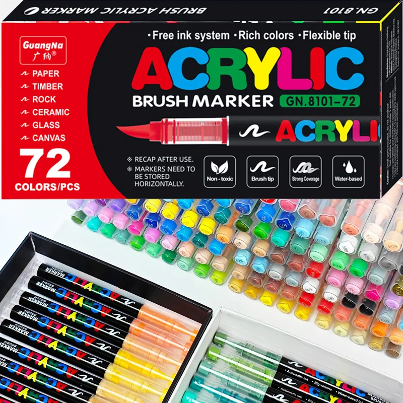 Marqueurs-de-peinture-acrylique-pointe-pinceau-stylos-pour-peinture ...