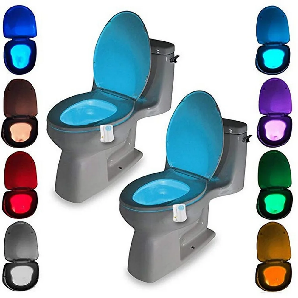 Smart LED Motion Sensor Toilet Seat Night Light 8 Colors Waterproof ...