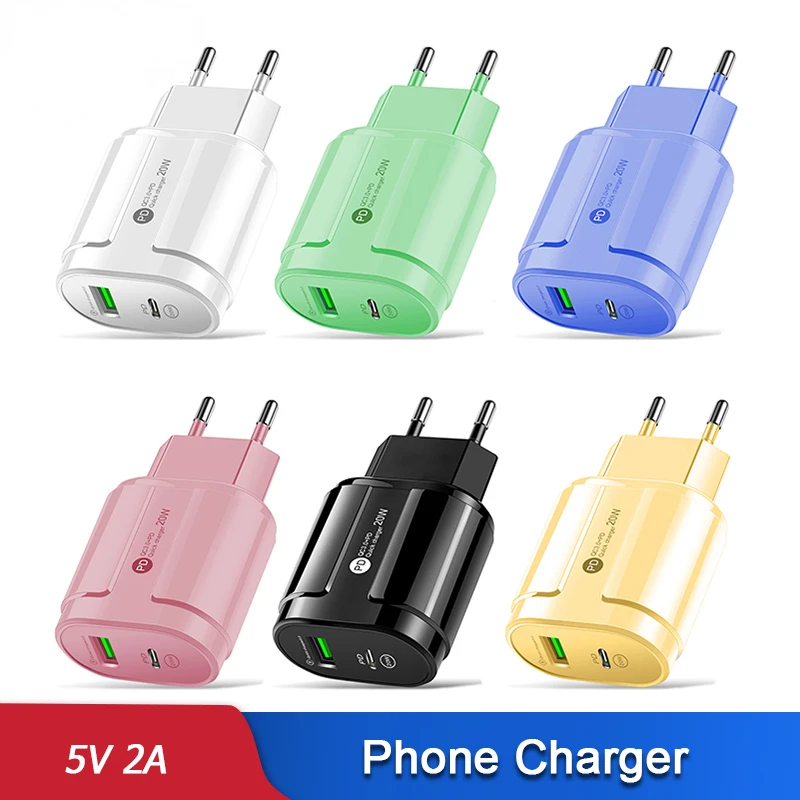 New-Fast-Charging-Head-20W-PD-USB-5V-2A-C-Charger-Dual-Ports-Wall ...
