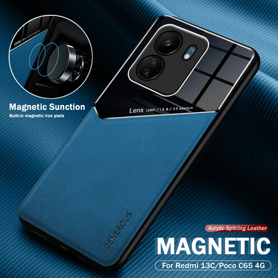 Redmi13C-4G-Case-Car-Magnetic-Holder-Leather-Cover-For-Xiaomi-Redmi-13C ...