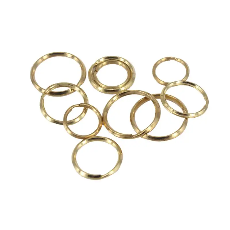 10-PCS-Solid-Brass-Split-Rings-Double-Loops-Keychain-Keys-Holder-Buckle ...