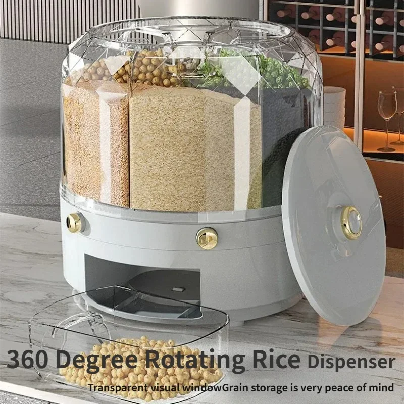 360-Degree-Rotating-Rice-Dispenser-6-Grids-Sealed-Cereal-Grain ...