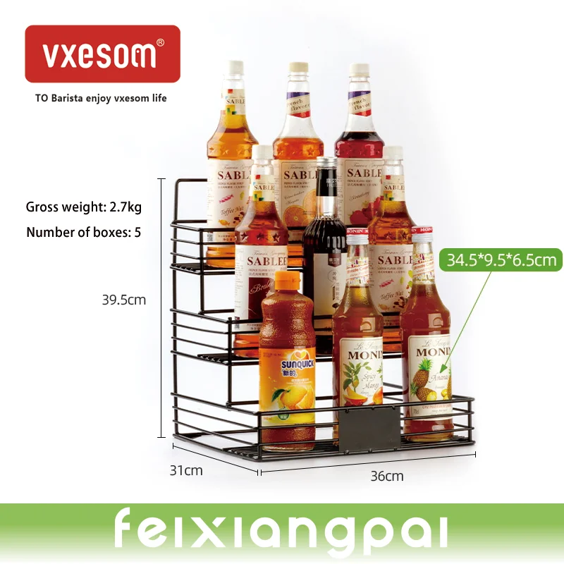 VXESOM-Iron-material-Bottle-Wire-Display-Rack-Monin-Syrup-Rack-Coffee ...