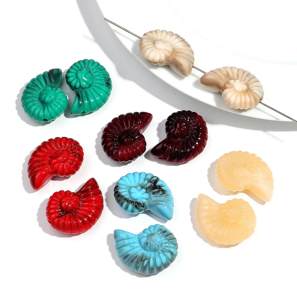 6pcs Mixed Color 32x41mm Conch Shell Acrylic Charms Pendant for DIY ...