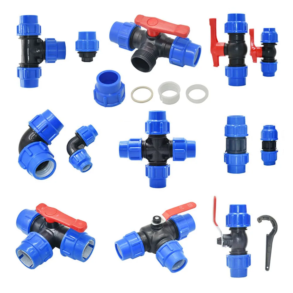 20/25/32/40/50/63mm Plastic PE Tube Tap Water Splitter Quick Valve ...