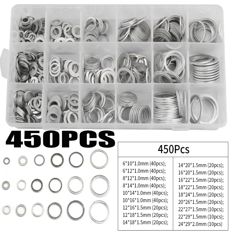 450-280-200Pcs-Ring-Washers-Set-Aluminum-Flat-Metal-Washer-For-Sump ...