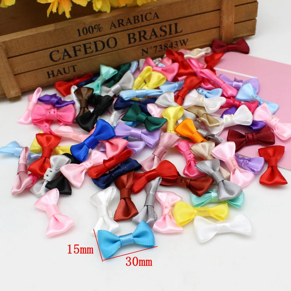 50-100pcs-15-30mm-Mini-Fabric-Ribbon-Bow-Tie-Tiny-Satin-Bows-DIY-Sewing ...