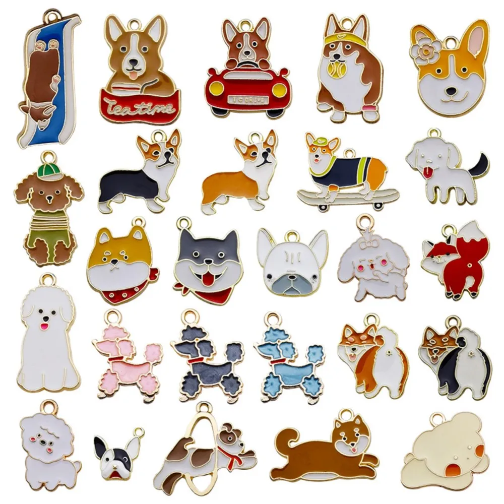 Nedar 10pcs/lot Cartoon Animal Accessories for Jewelry Enamel Cute Dog ...