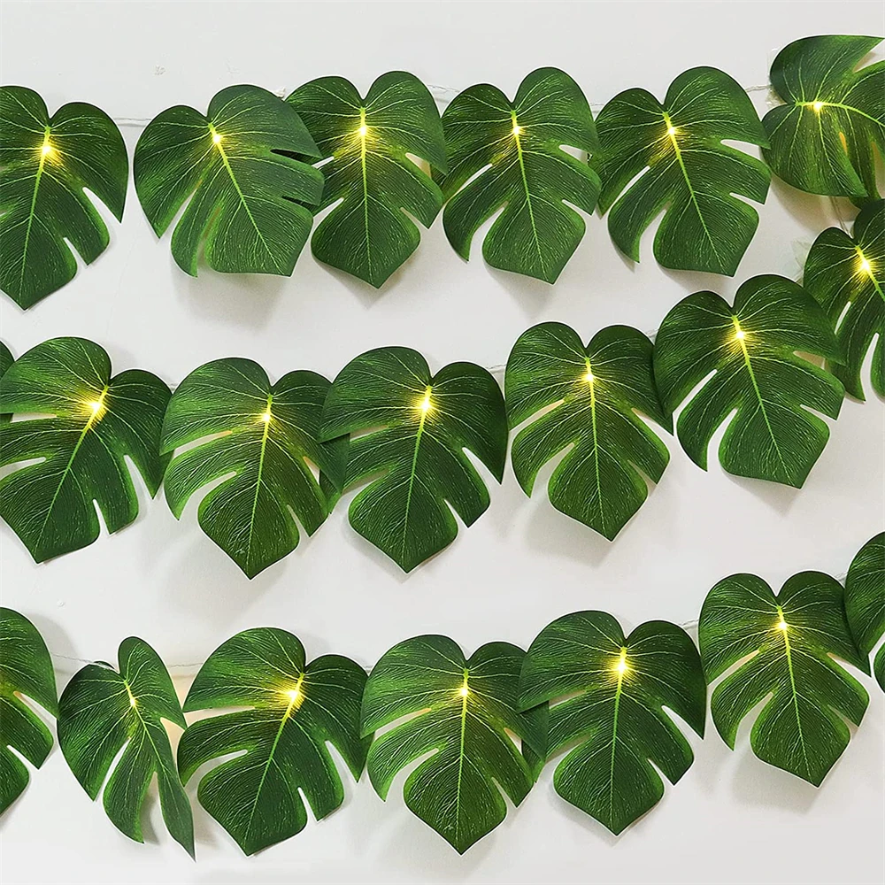 6m 3m 1.5m Led Fairy Green Leaf Lights String Artificial Tropical Plant ...