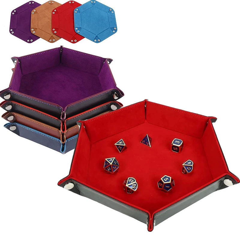 1pc-dice-tray-PU-leather-folding-hexagonal-tray-dice-holder-for-dice ...