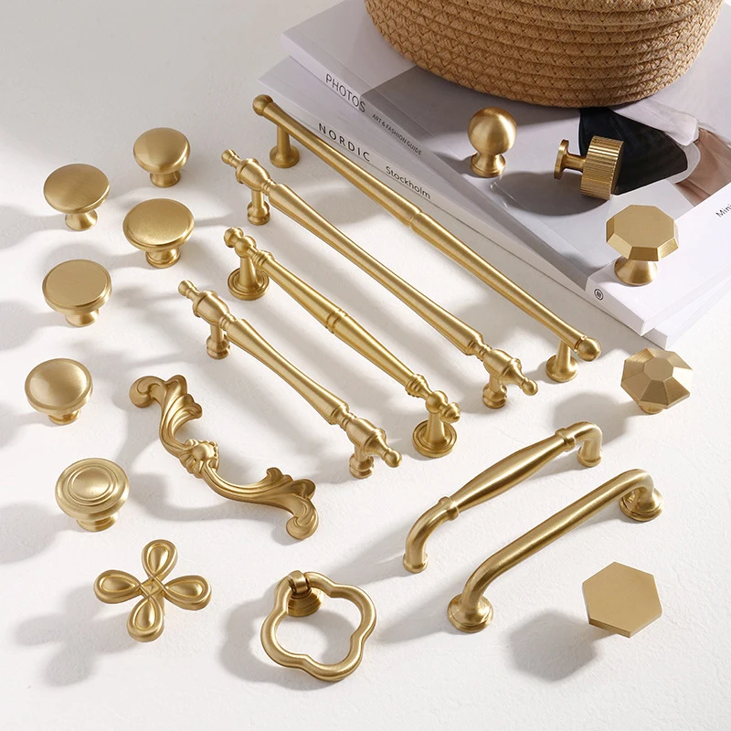 French-Handle-Pure-Copper-Wardrobe-Door-Solid-Brass-Handle-American ...