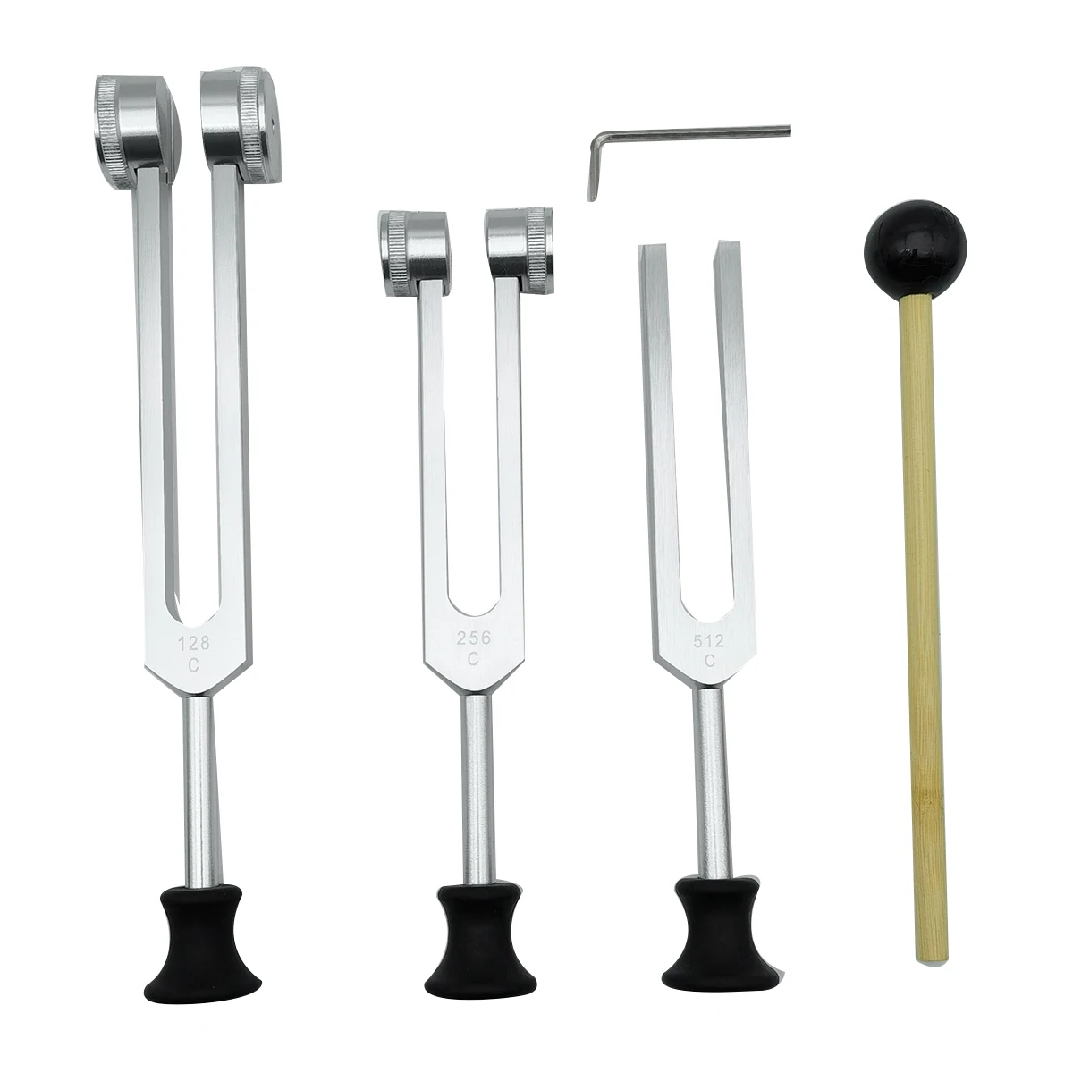 4 Pack Tuning Fork Set(128Hz, 256Hz, 512Hz)with Tuning Fork Hammer for ...