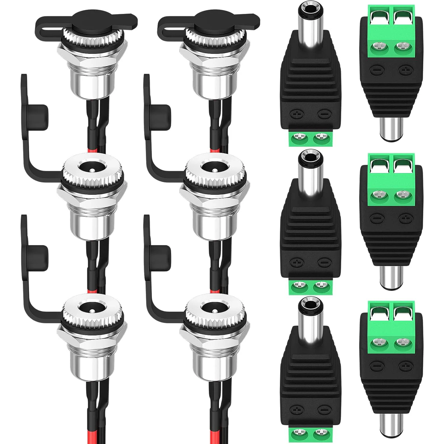 DAIERBUMP-6PCS-DC-Jack-5-5x2-1MM-Pre-Wired-Female-DC-Power-Jack-Panel ...