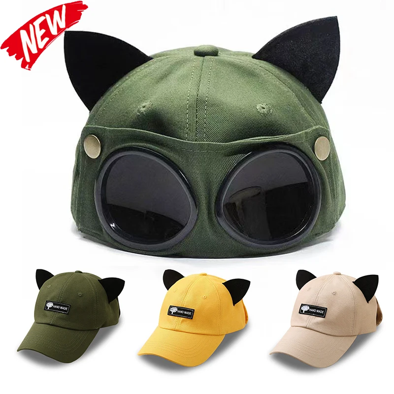 Cat's Ears Pilot Glasses Baseball Hat Fashion Hiphop Versatile Cap ...
