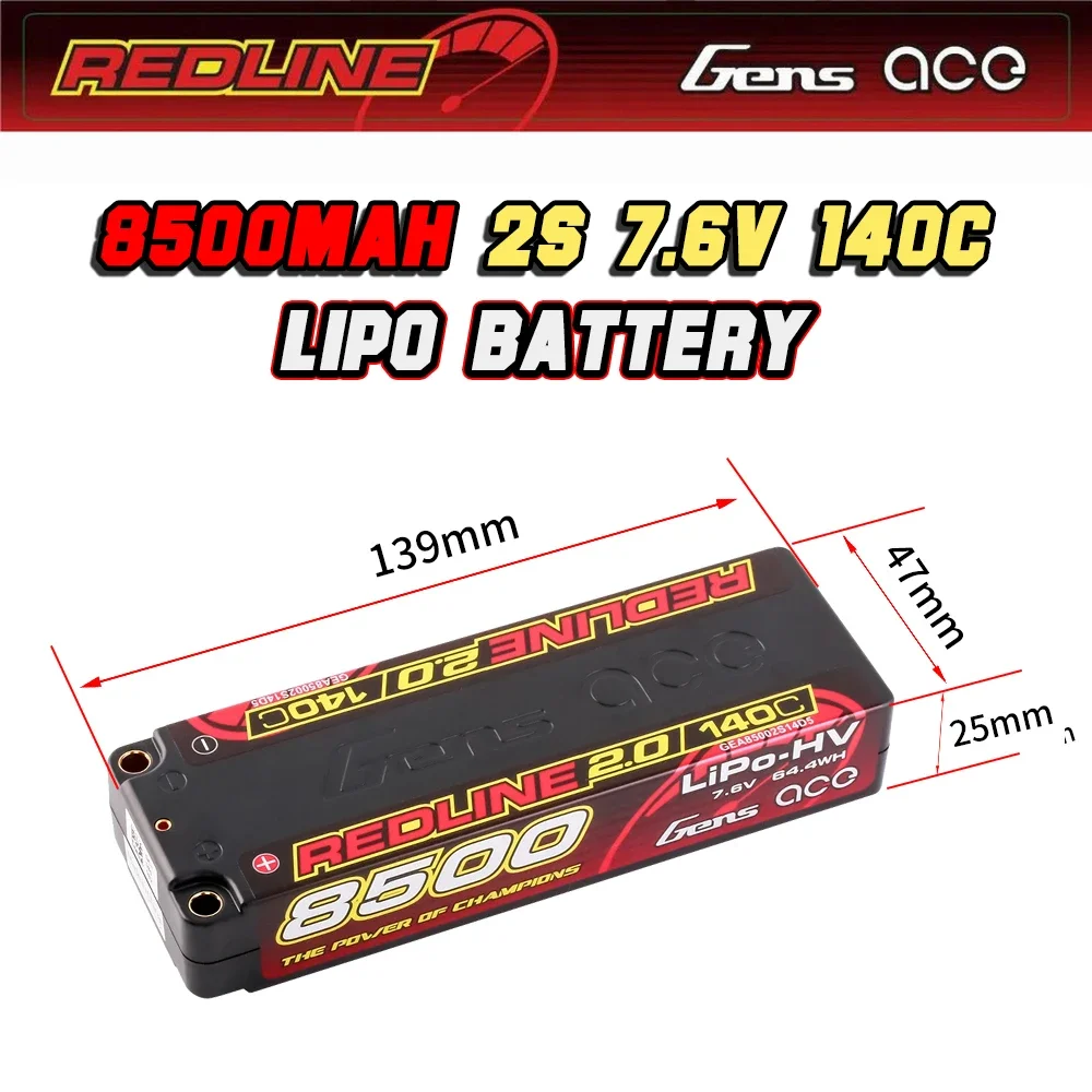 Gens ACE REDLINE 2.0 7.6V 8500mAh 140C 2S Competition Series High ...