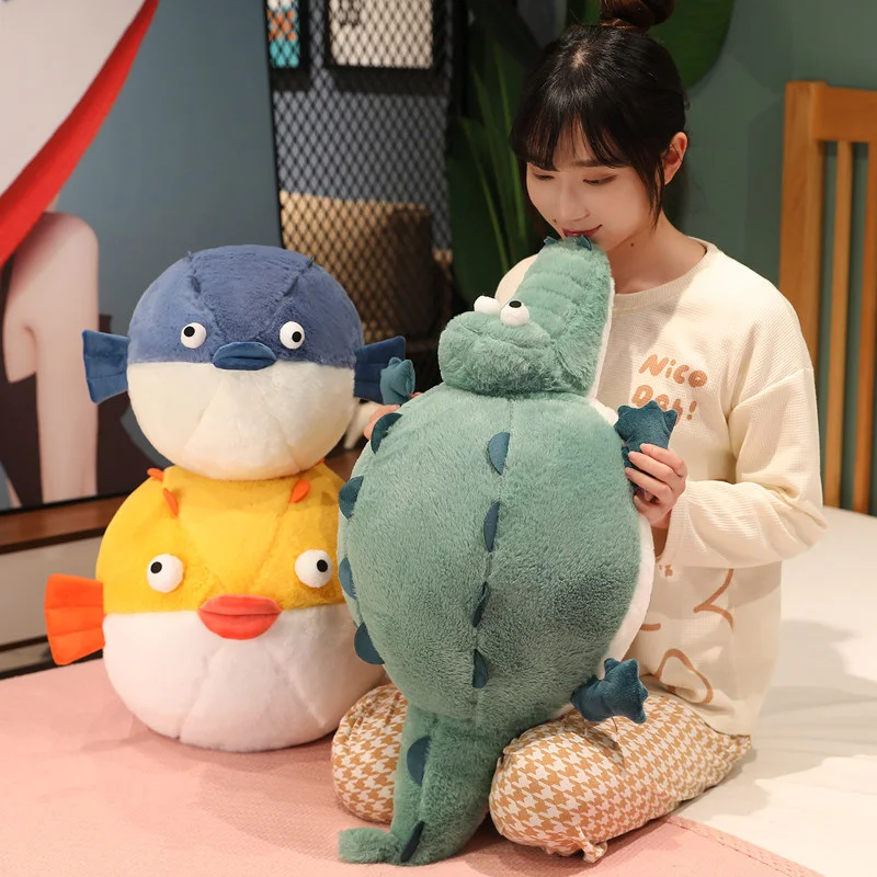 Cute-Fat-Pufferfish-Stuffed-Animals-Pillows-Funny-Crocodile-Plush-Toys ...